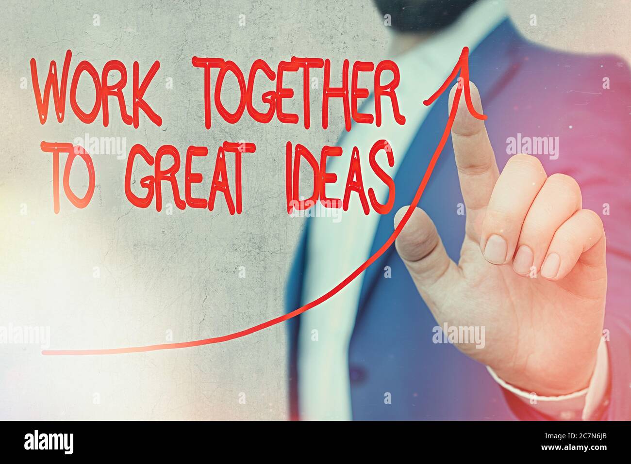 Word writing text Work Together To Great Ideas. Business photo ...