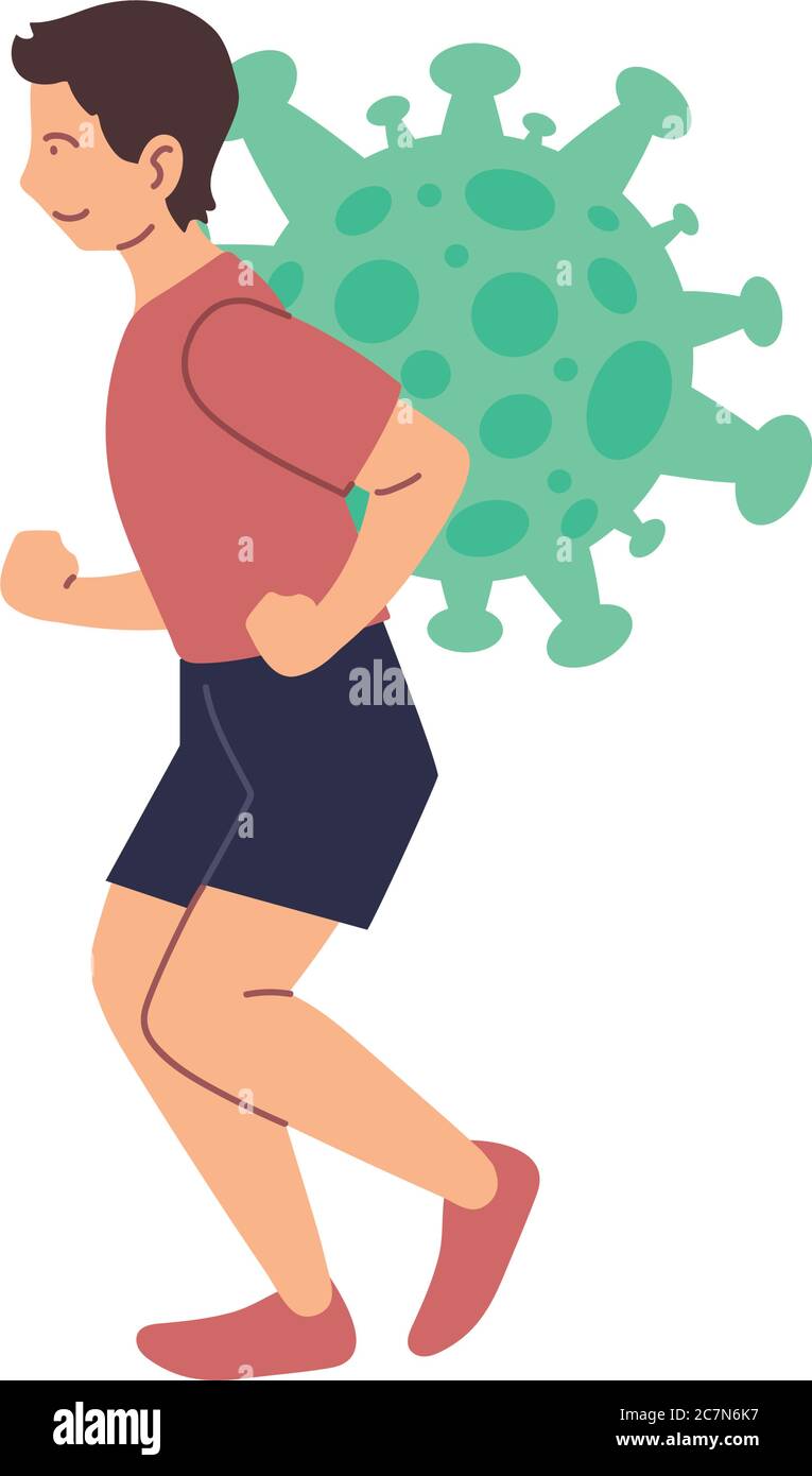 Man running and covid 19 virus design of 2019 ncov cov coronavirus ...
