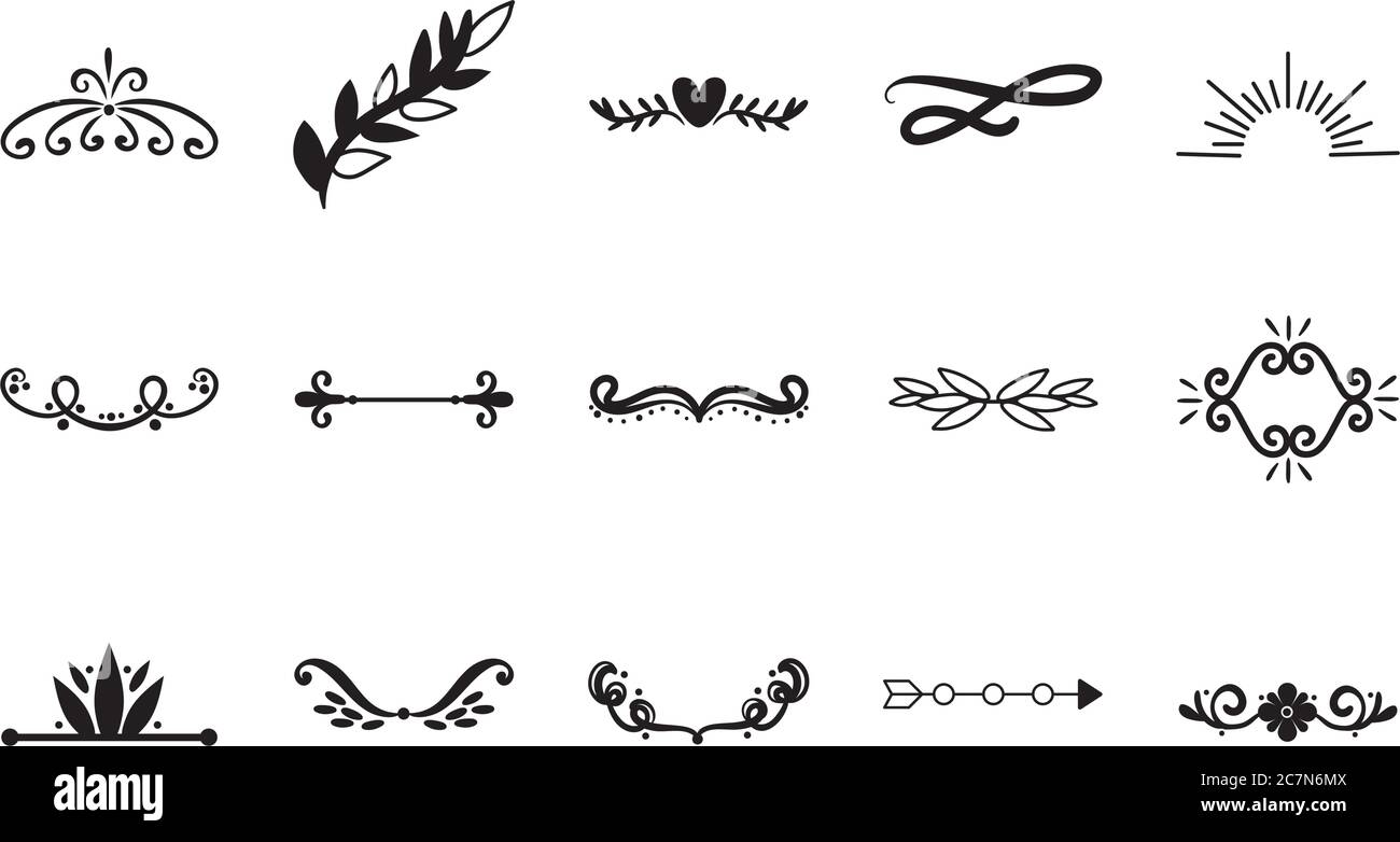 bundle of decorative elements silhouettes vector illustration design ...