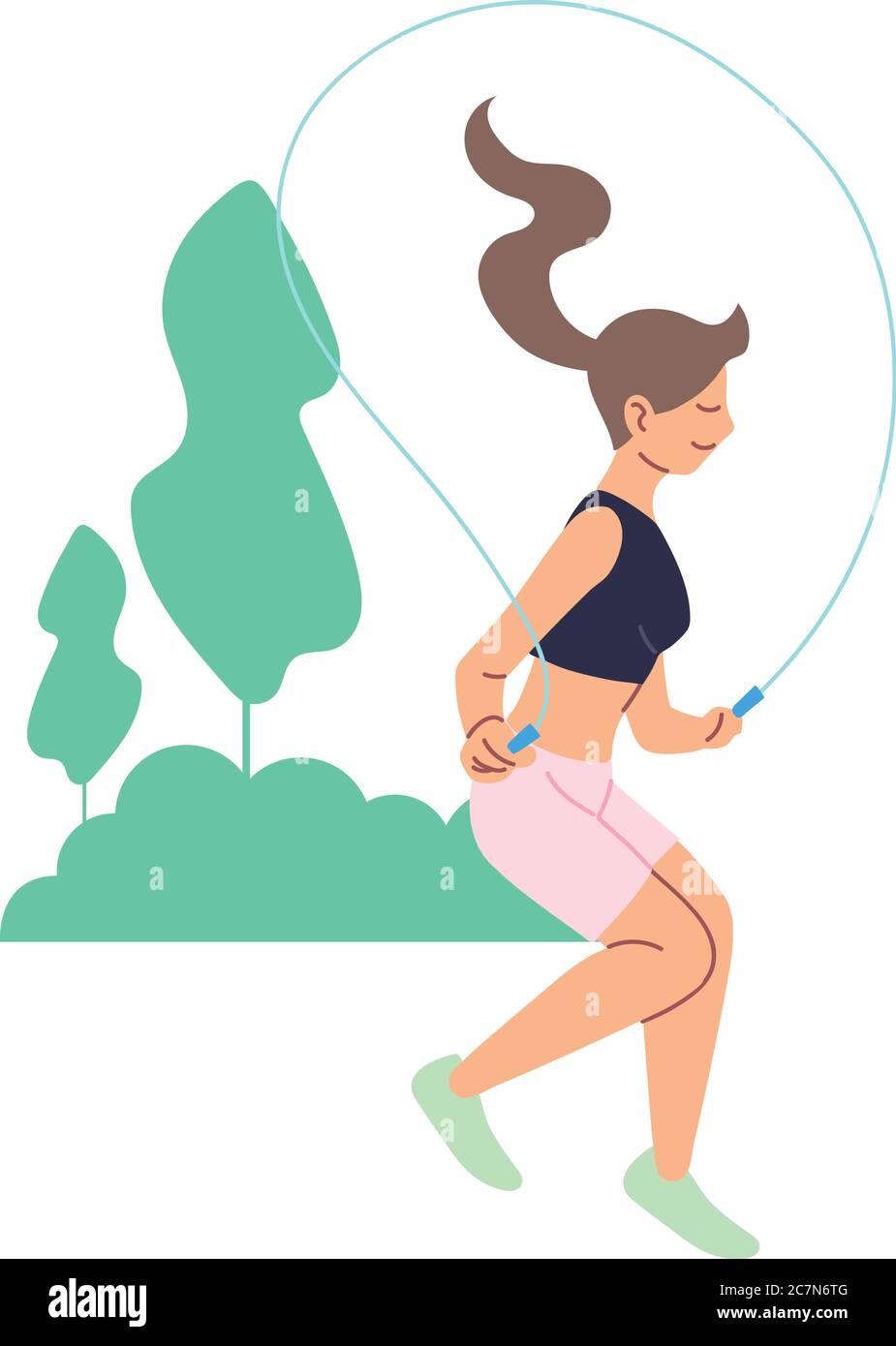 Woman avatar jumping at park design, Stay healthy sport and activity ...