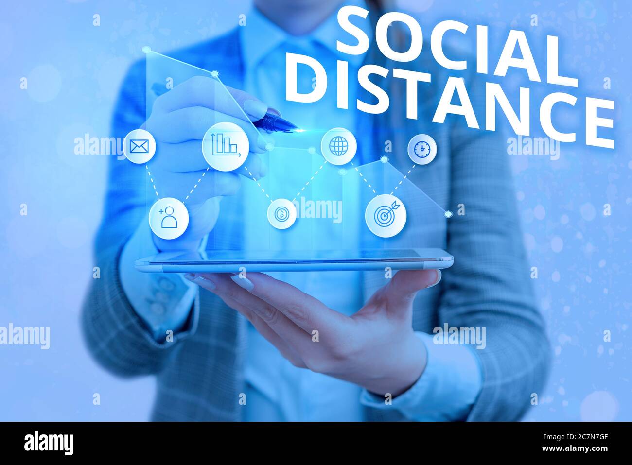 Conceptual hand writing showing Social Distance. Concept meaning degree ...