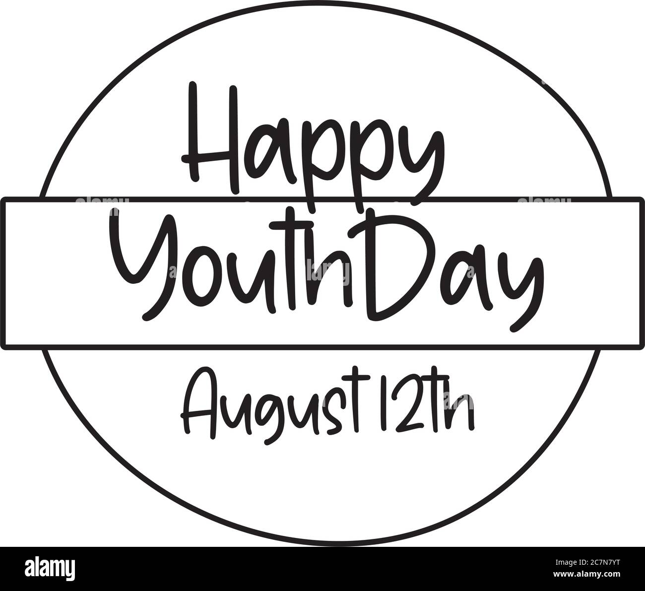happy youth day lettering in circular frame line style vector ...