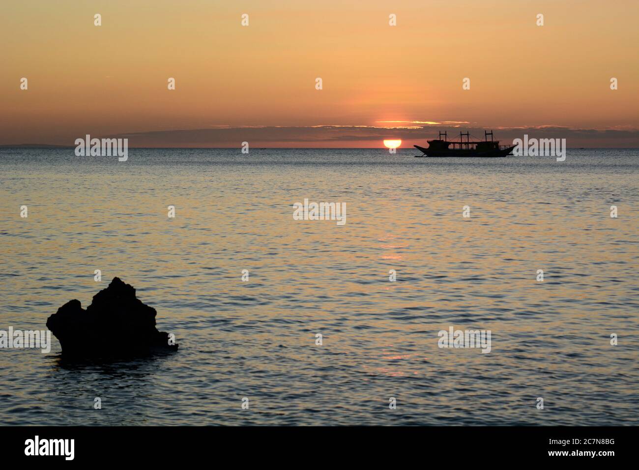 Tropical sunset. White Beach. Boracay. Aklan. Western Visayas ...