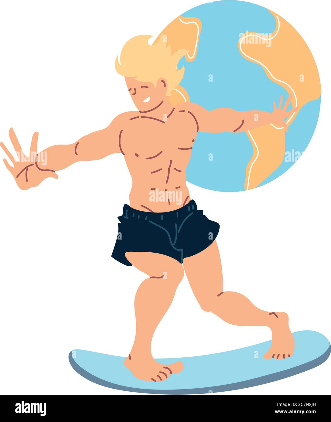 Man avatar surfing and world design, Stay healthy sport and activity ...