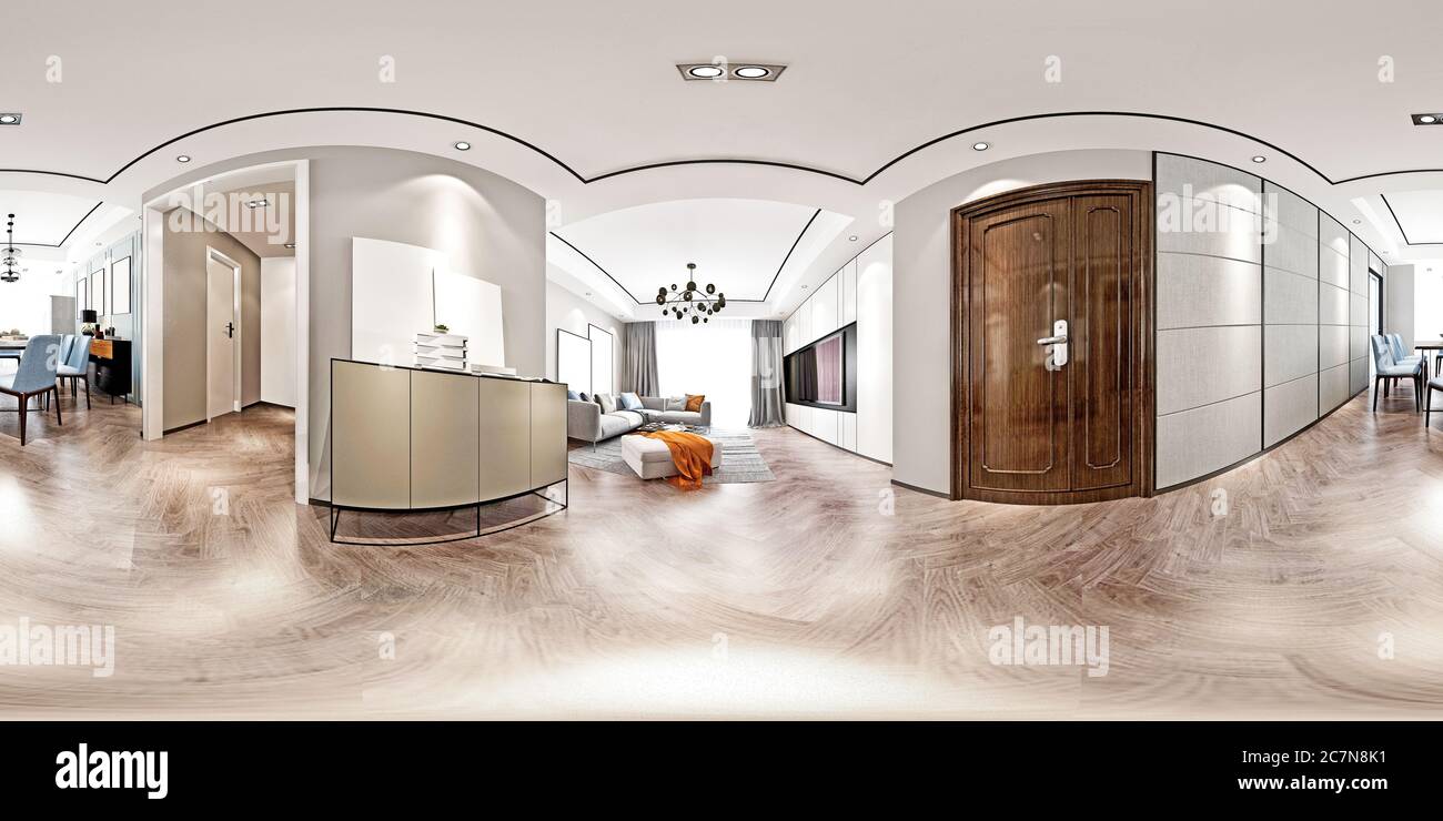 3d render 360 panorama living hi-res stock photography and images - Alamy