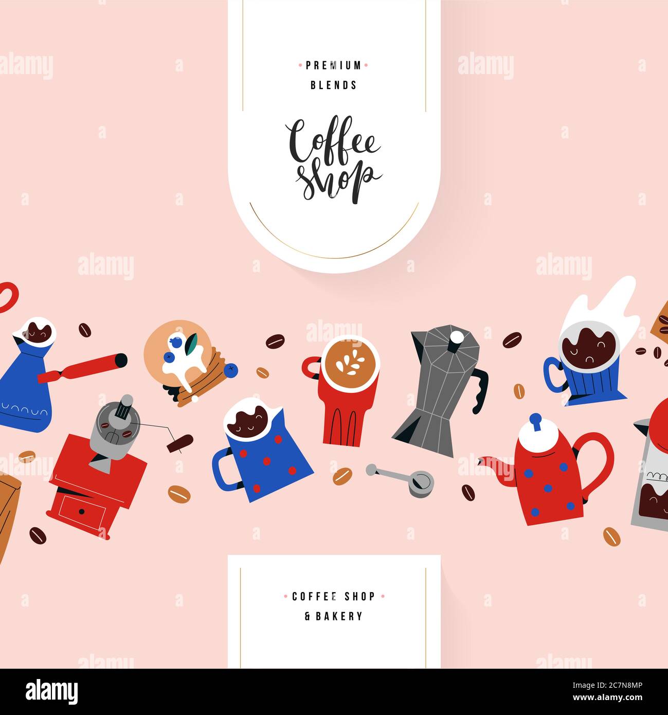 Coffee shop menu cover template with lettering, modern design with hand ...