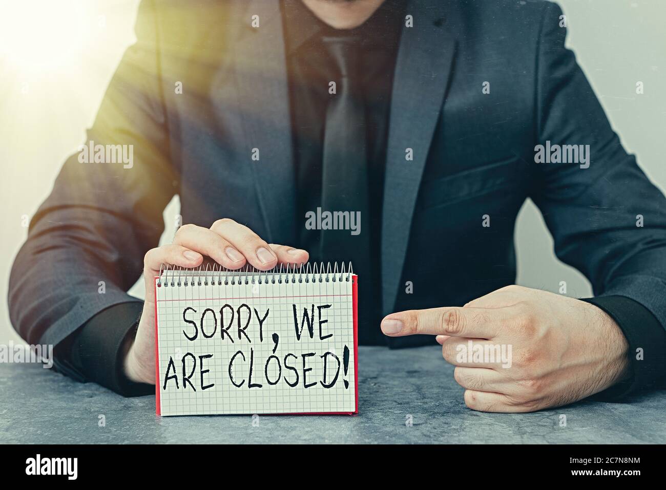 Writing note showing Sorry, We Are Closed. Business concept for ...