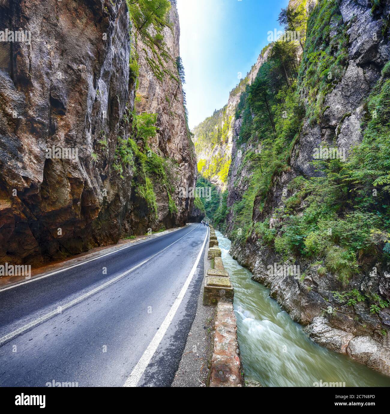 Amazing summer view of Bicaz Canyon/Cheile Bicazului. Canyon is one of ...