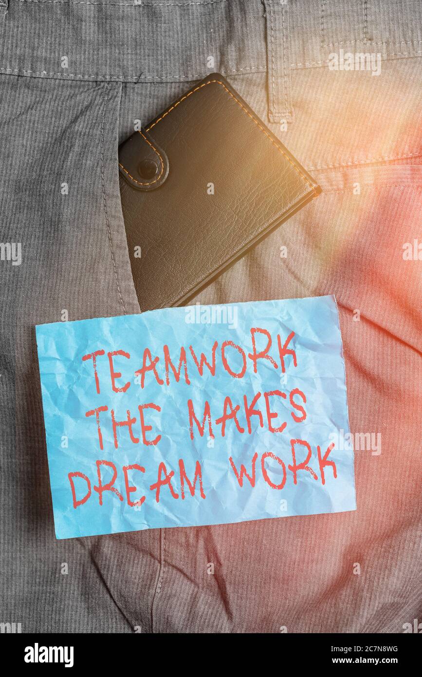 Text sign showing Teamwork Makes The Dream Work. Business photo ...