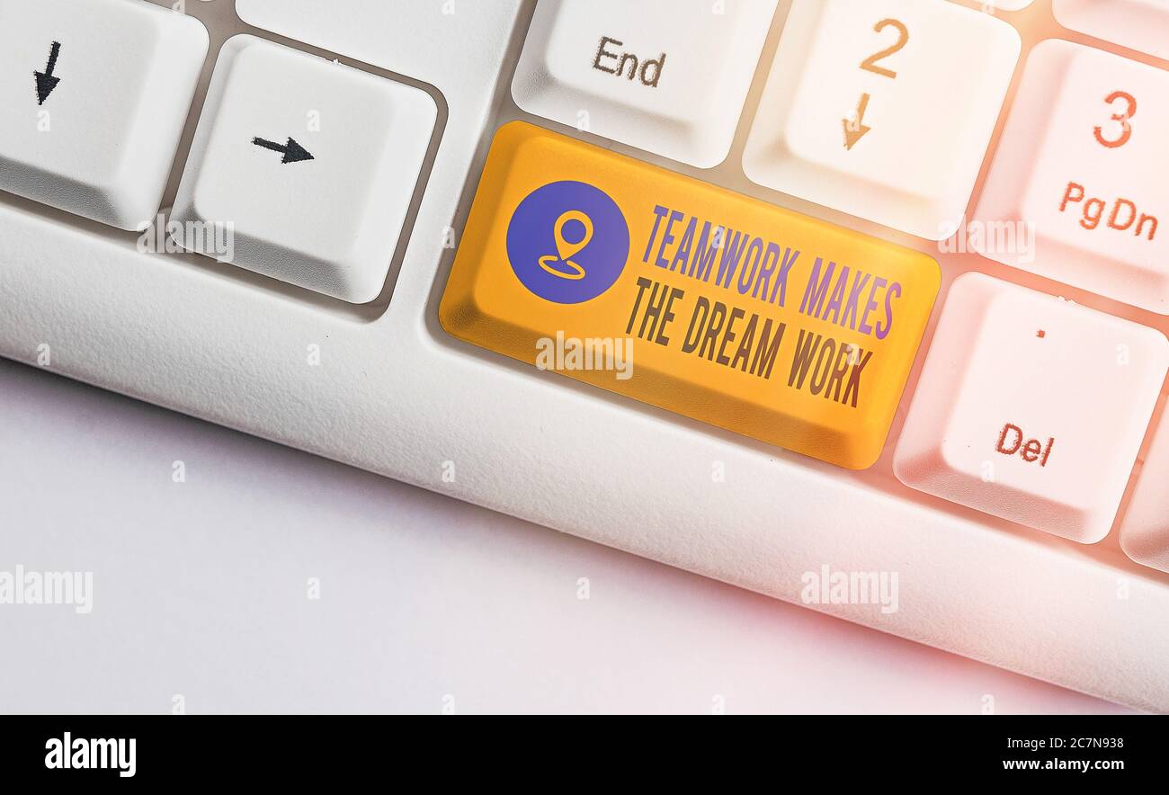 Writing note showing Teamwork Makes The Dream Work. Business concept ...