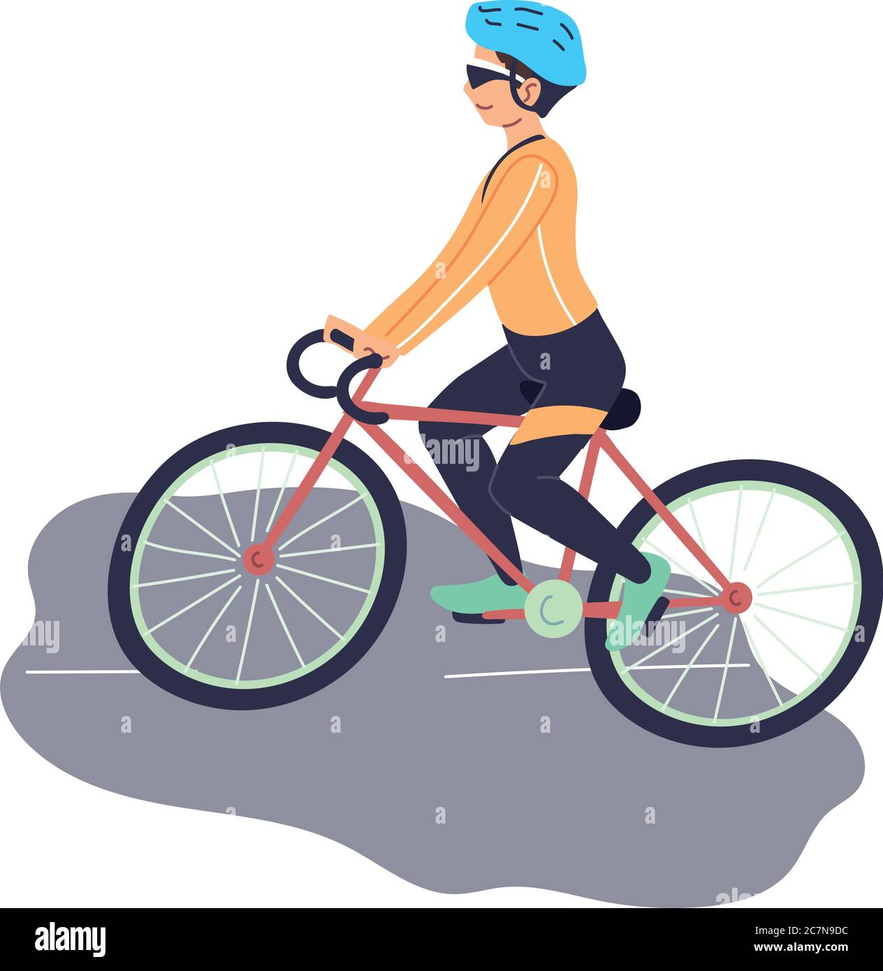 Man riding bike at street design, Stay healthy sport and activity theme ...