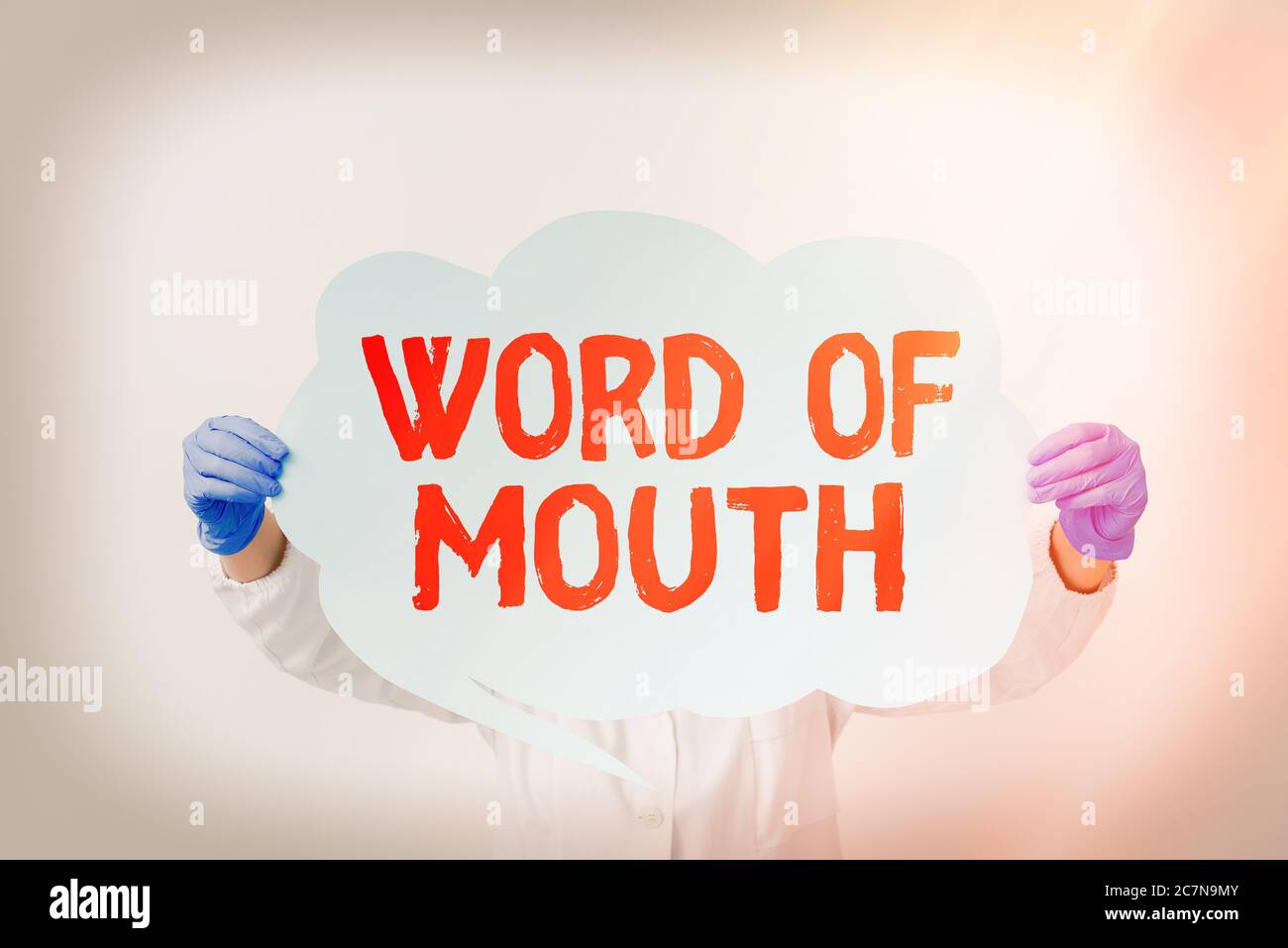 Writing note showing Word Of Mouth. Business concept for information ...