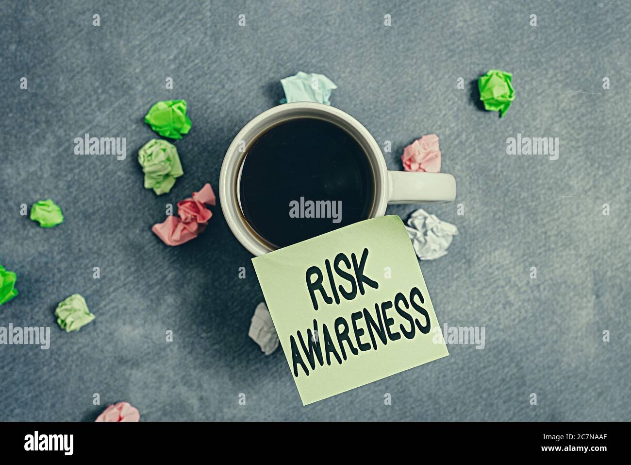 Writing note showing Risk Awareness. Business concept for recognizing ...