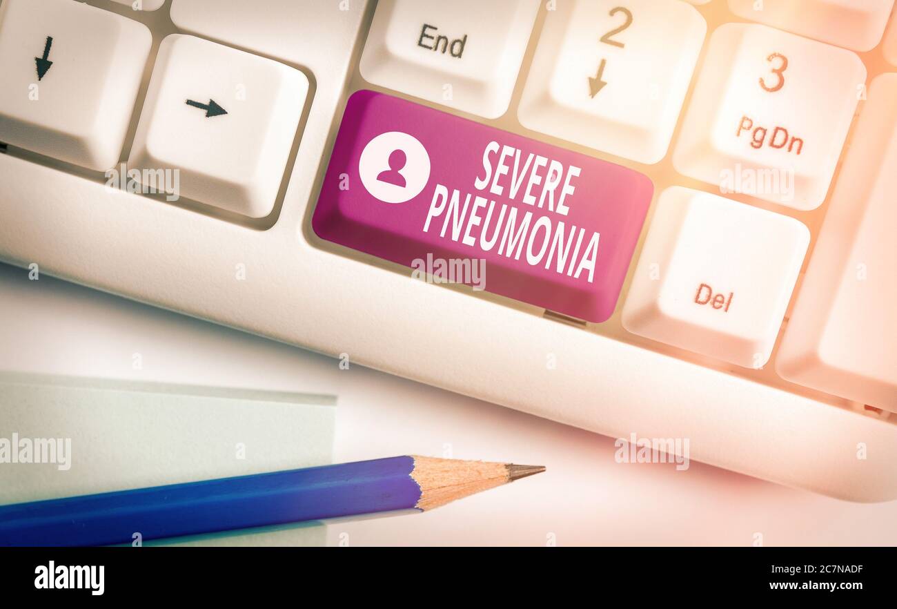 Writing note showing Severe Pneumonia. Business concept for acute ...