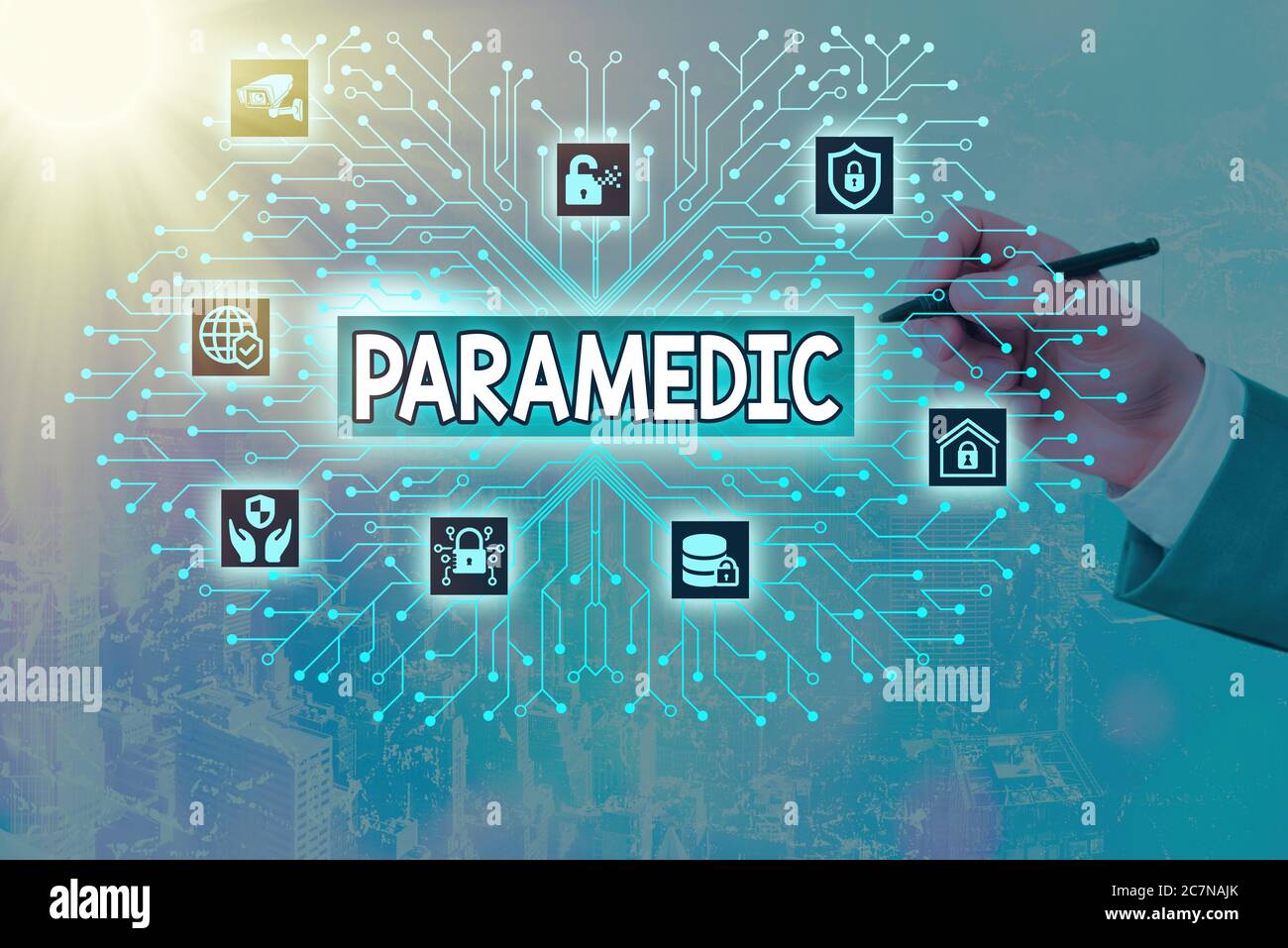 Writing note showing Paramedic. Business concept for a health worker ...