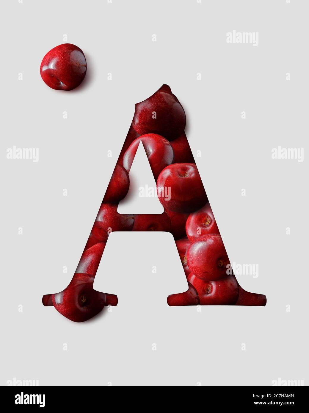 Letter A from english alphabet created from cherries. 3D cherry letter ...