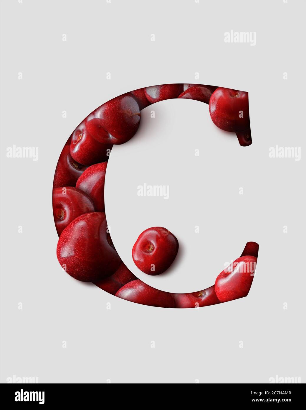 Letter C from english alphabet created from cherries. 3D cherry letter ...