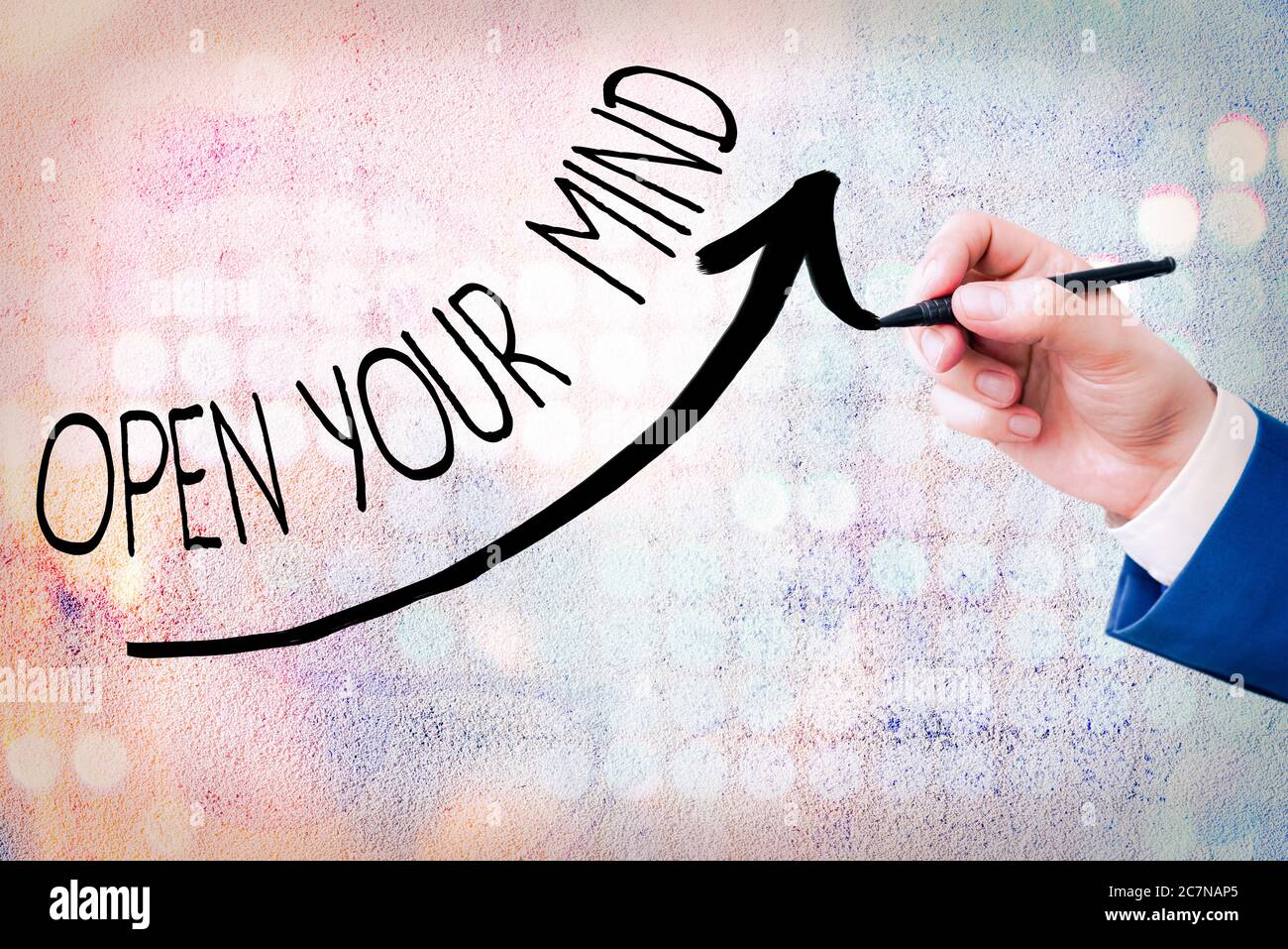Word writing text Open Your Mind. Business photo showcasing to be able ...