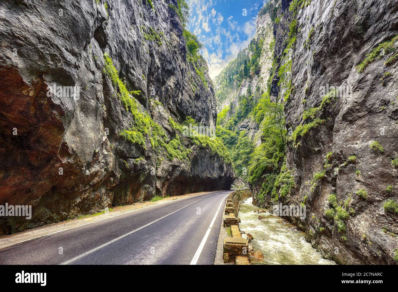 Amazing summer view of Bicaz Canyon/Cheile Bicazului. Canyon is one of ...
