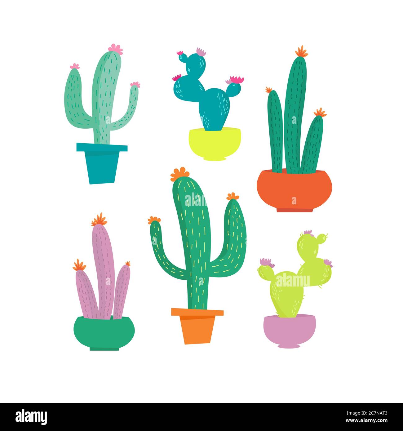 cute cactus set Stock Photo - Alamy