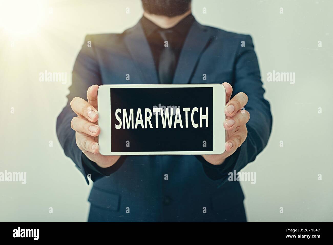 Text sign showing Smartwatch. Business photo showcasing a touchscreen ...