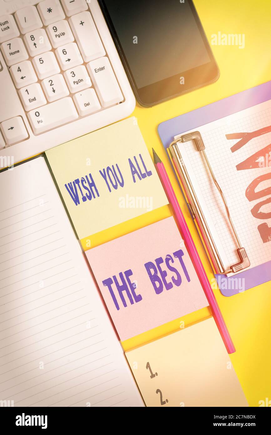 Writing note showing Wish You All The Best. Business concept for ...