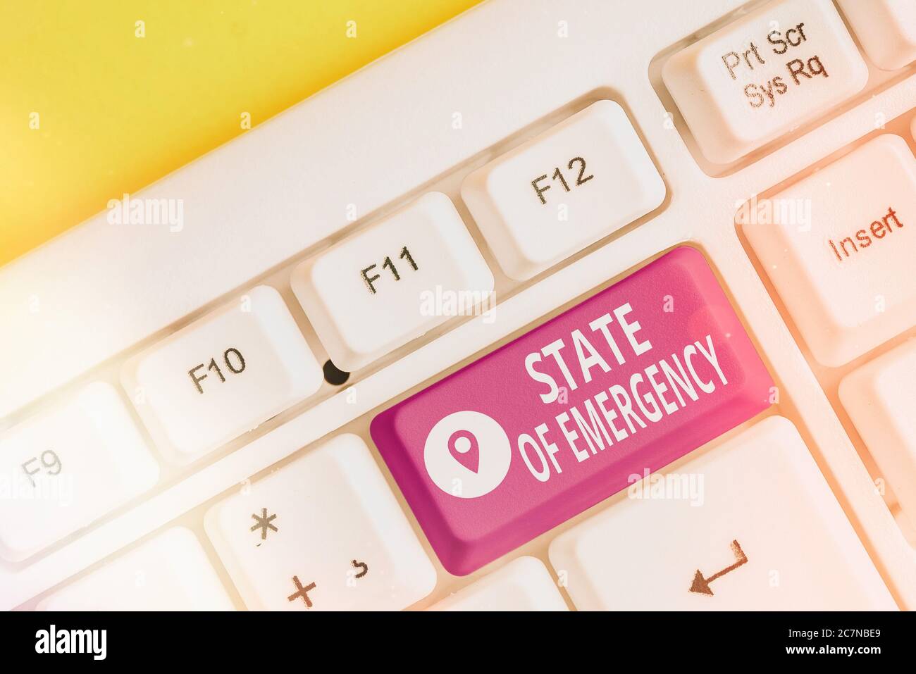 Text sign showing State Of Emergency. Business photo text acknowledging ...