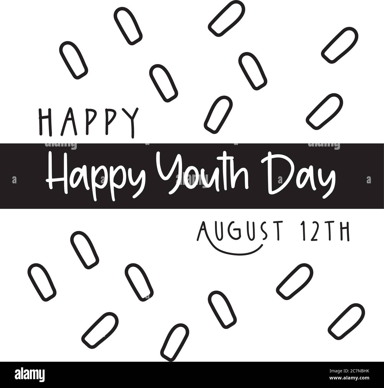 happy youth day lettering with confetti line style vector illustration ...