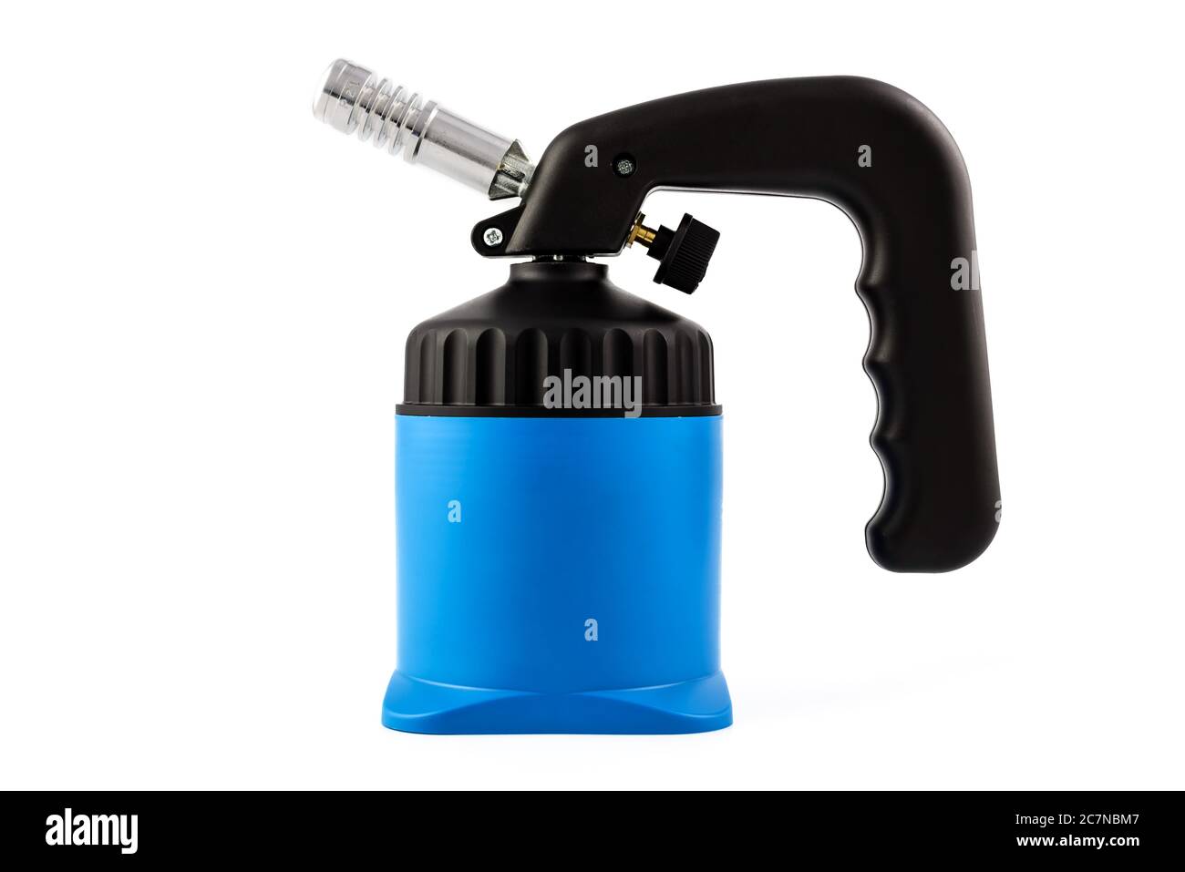 Blue manual gas burner isolated on a white background Stock Photo - Alamy
