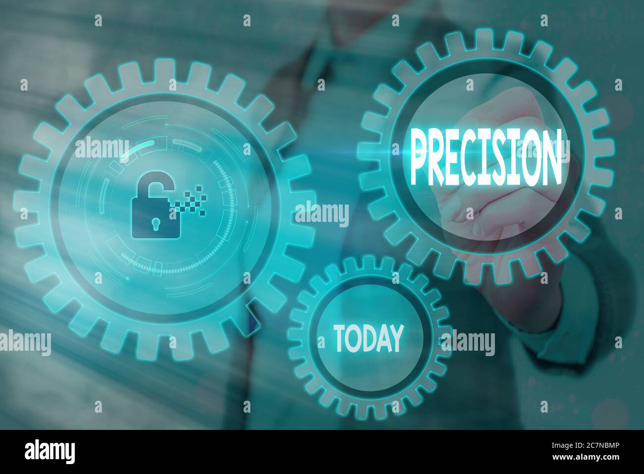 Writing note showing Precision. Business concept for the degree of ...