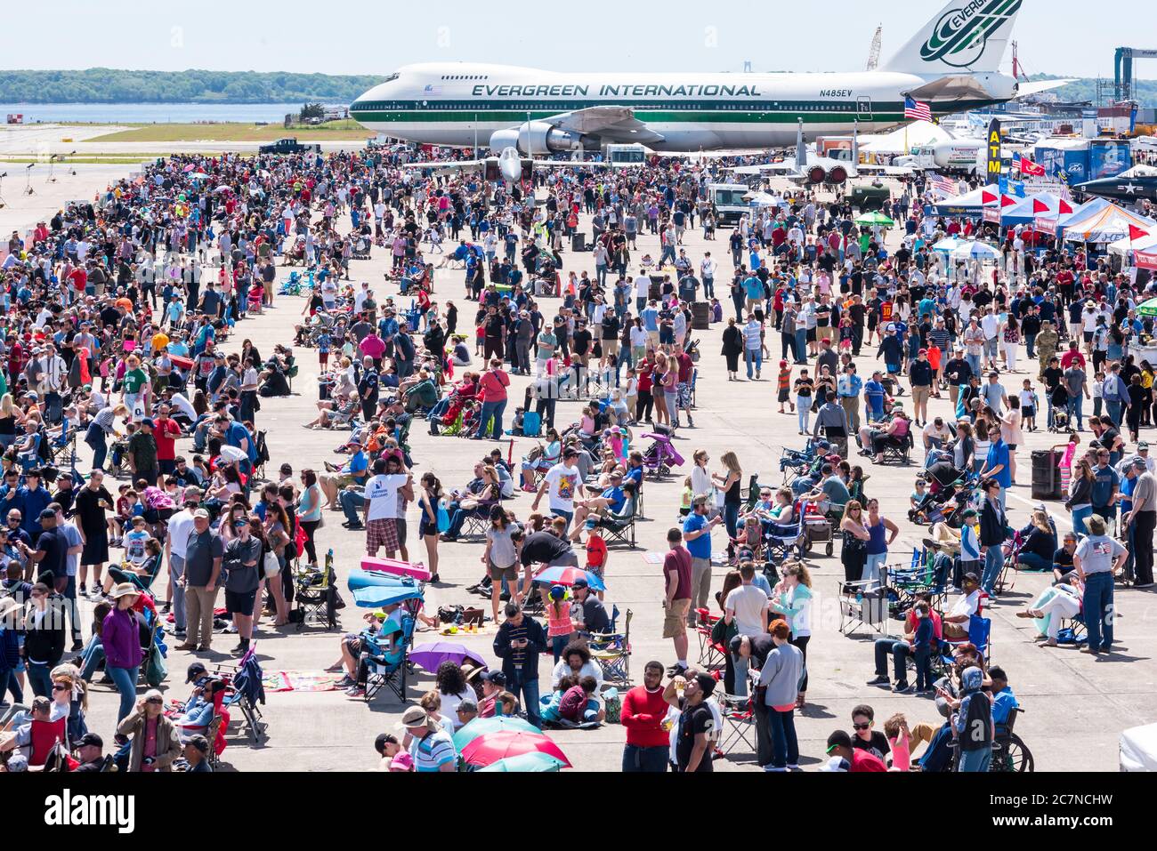 View from above, looking down at the crowd at the Rhode Island National ...