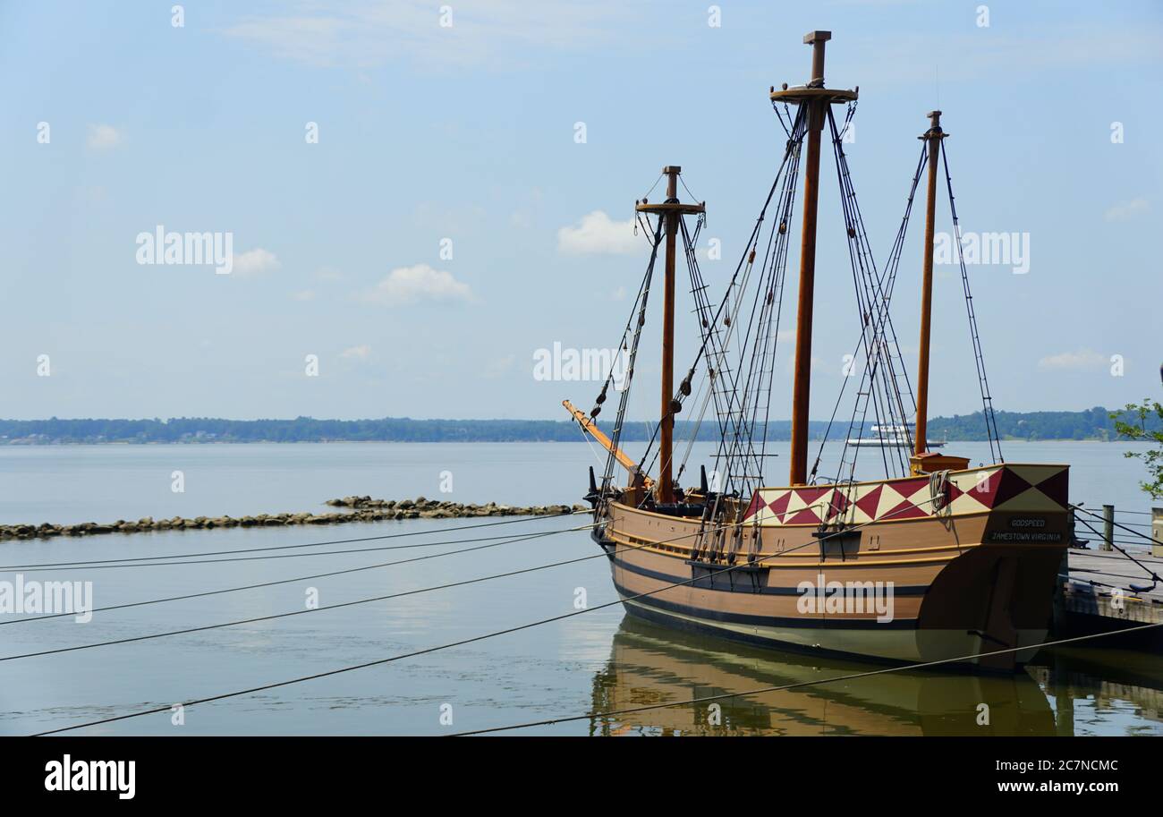 Virginia, U.S.A - July 1, 2020 - The replica of the historic ship at ...