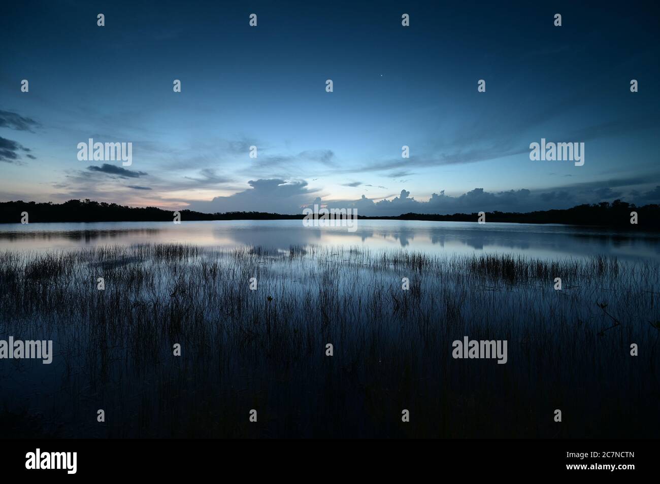 Morning twilight over Nine Mile Pond in Everglades National Park ...