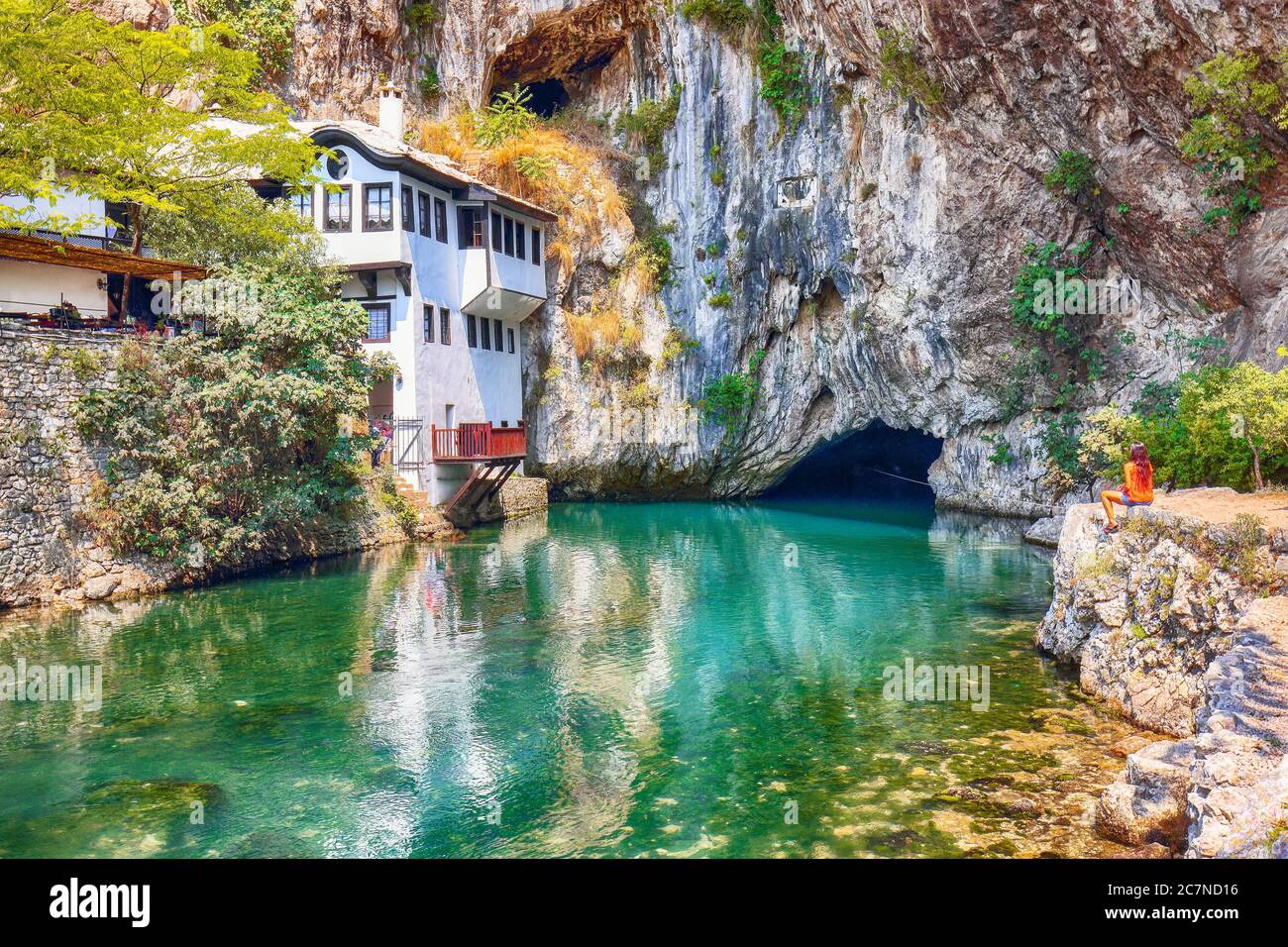 Dervish monastery or tekke at the Buna River spring in the town of ...