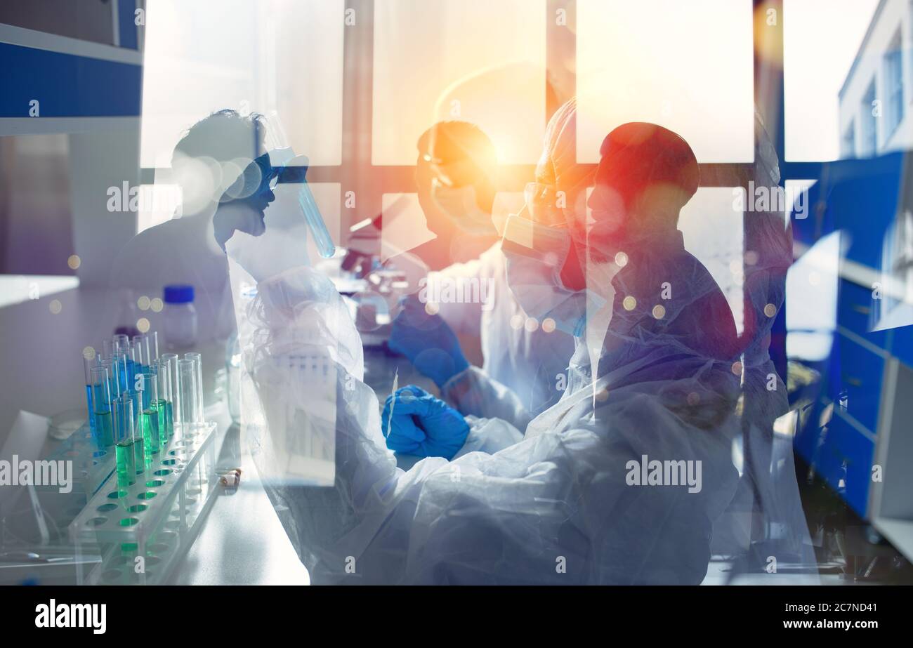 Medical science laboratory. Concept of virus and bacteria research ...