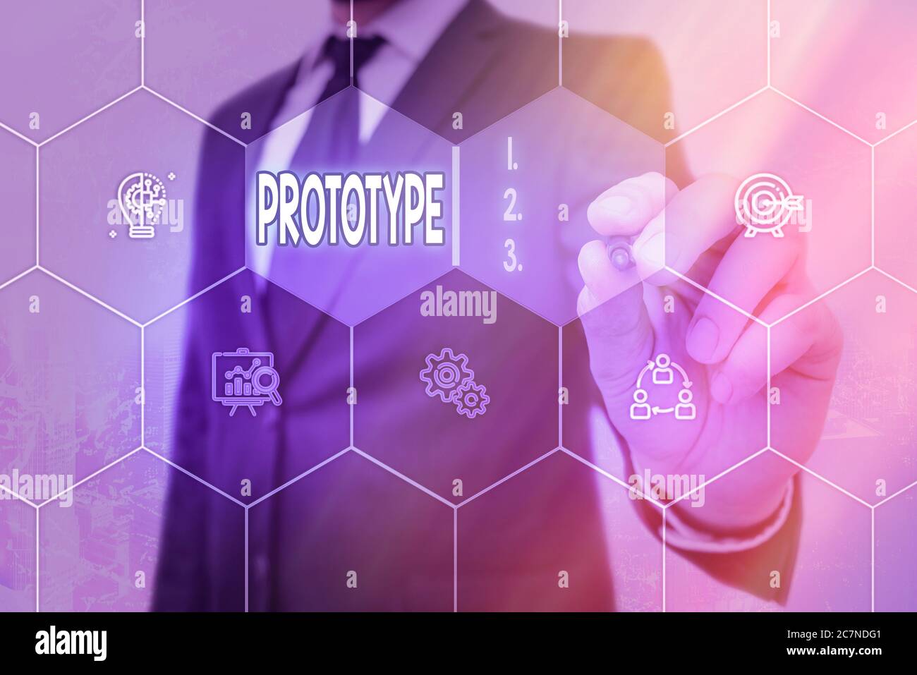 Conceptual hand writing showing Prototype. Concept meaning a ...