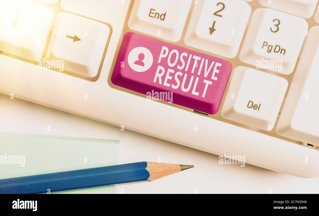 Writing note showing Positive Result. Business concept for shows that ...