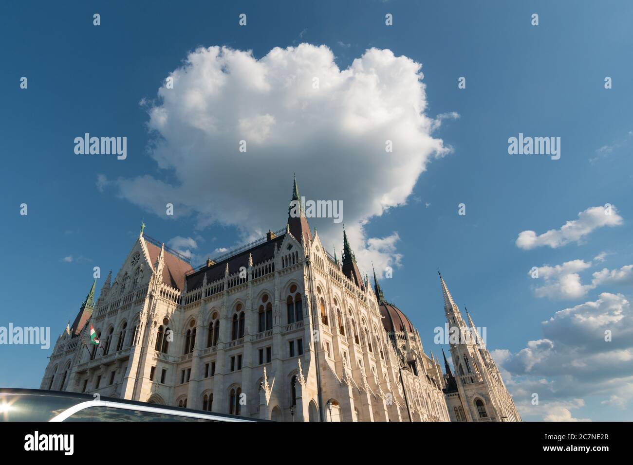 Low angle shot of Hungarian Parlament in Budapest Stock Photo - Alamy