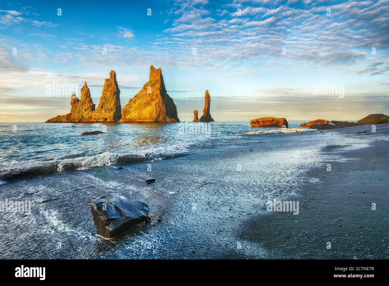 Incredible view of rock formations Troll Toes on Black beach ...