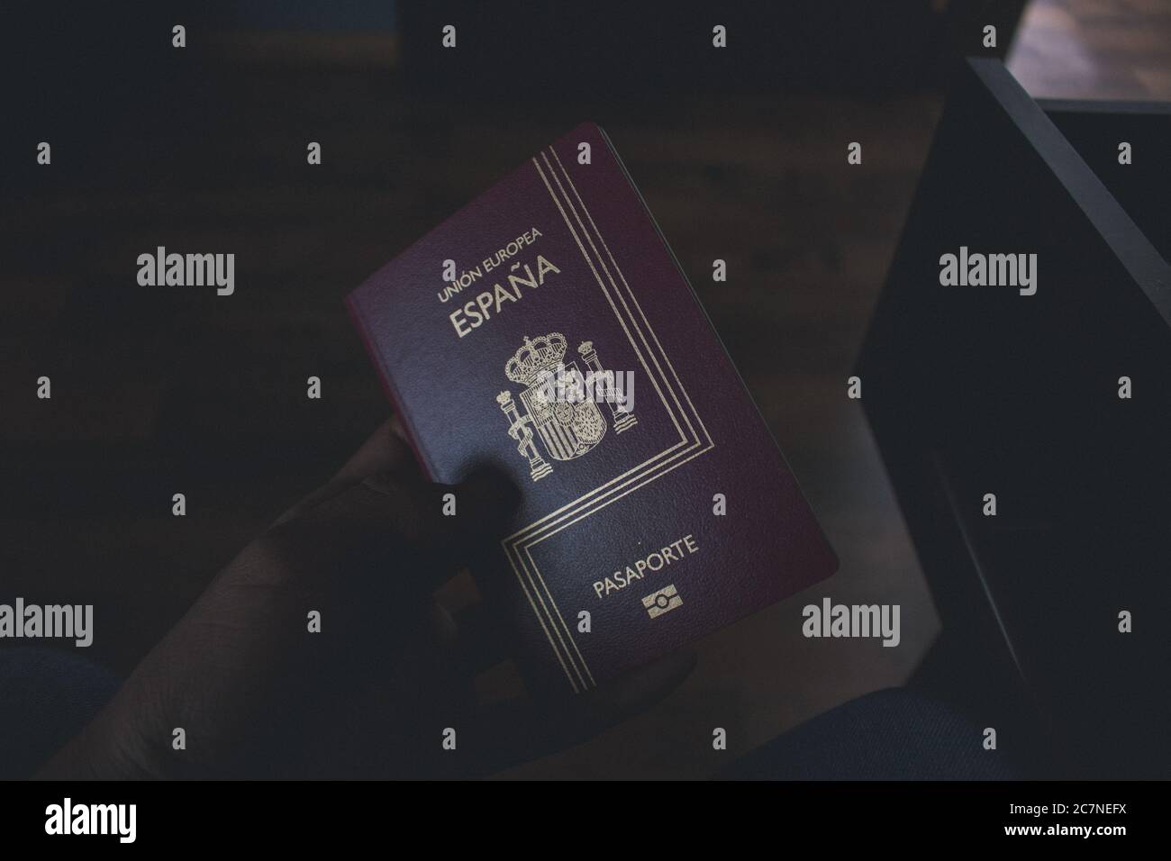 Spanish passport on flag hi-res stock photography and images - Alamy