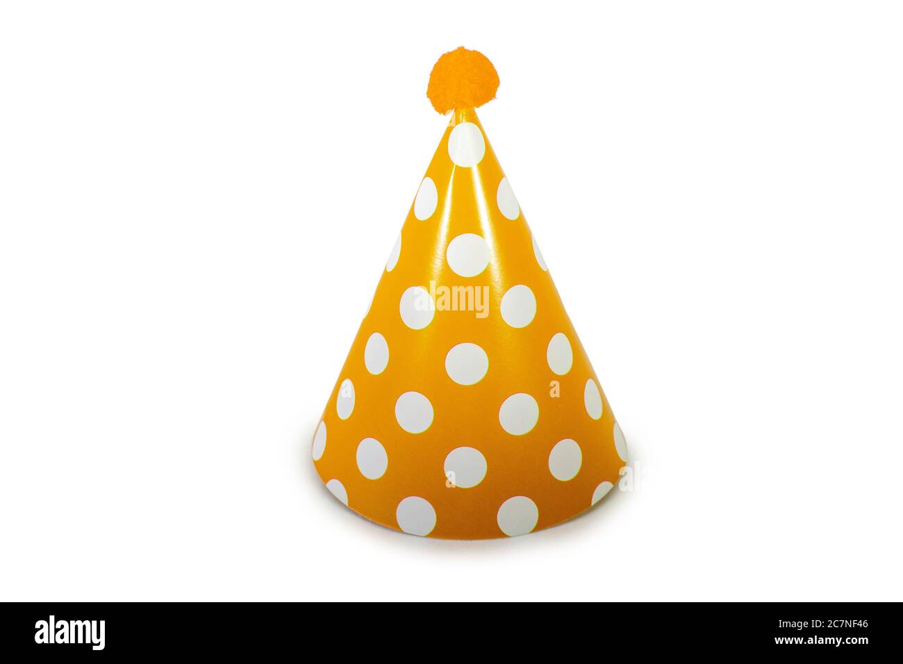 An Orange Birthday Hat with White Polka-Dots on a Pure White Background ...