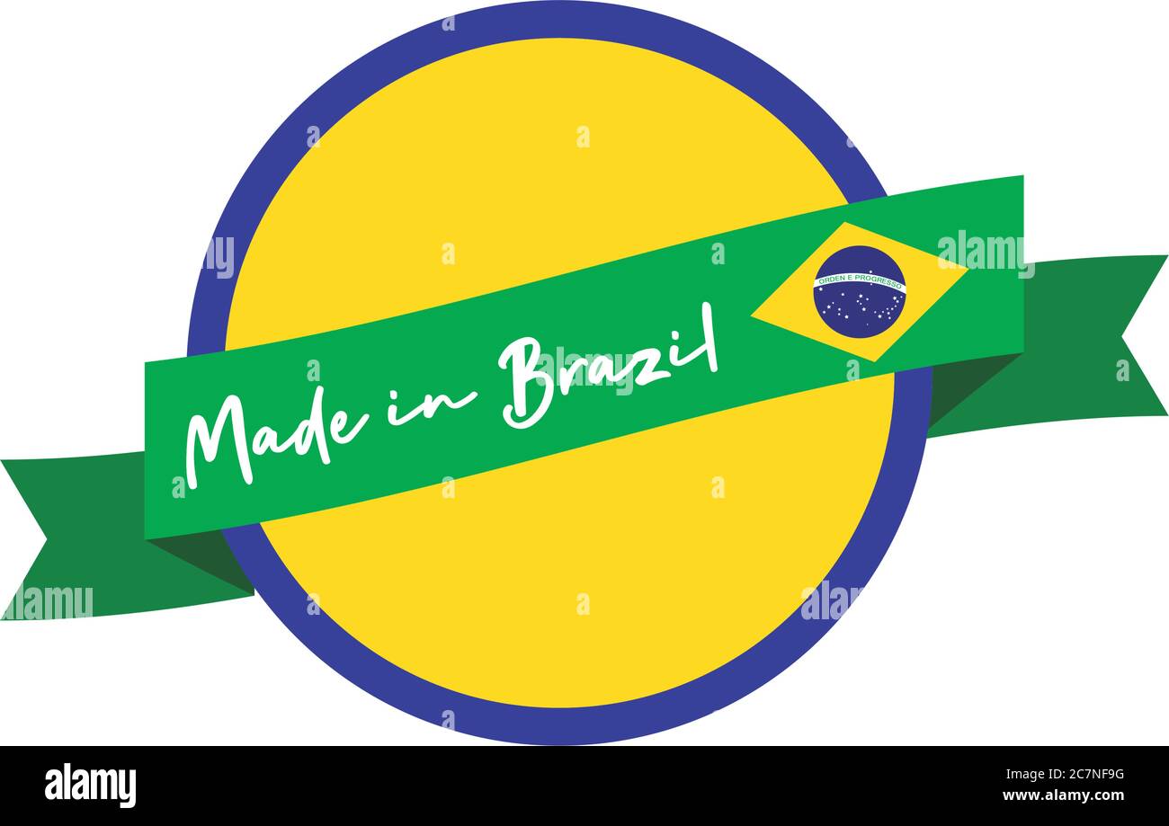made in brazil banner with flag and ribbon vector illustration design ...