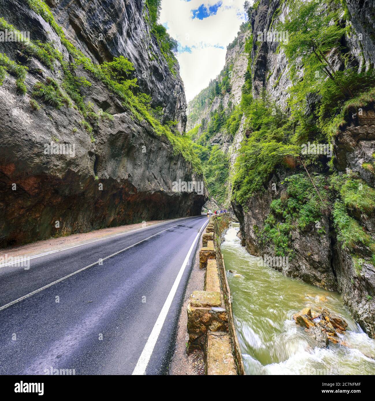 Amazing summer view of Bicaz Canyon/Cheile Bicazului. Canyon is one of ...