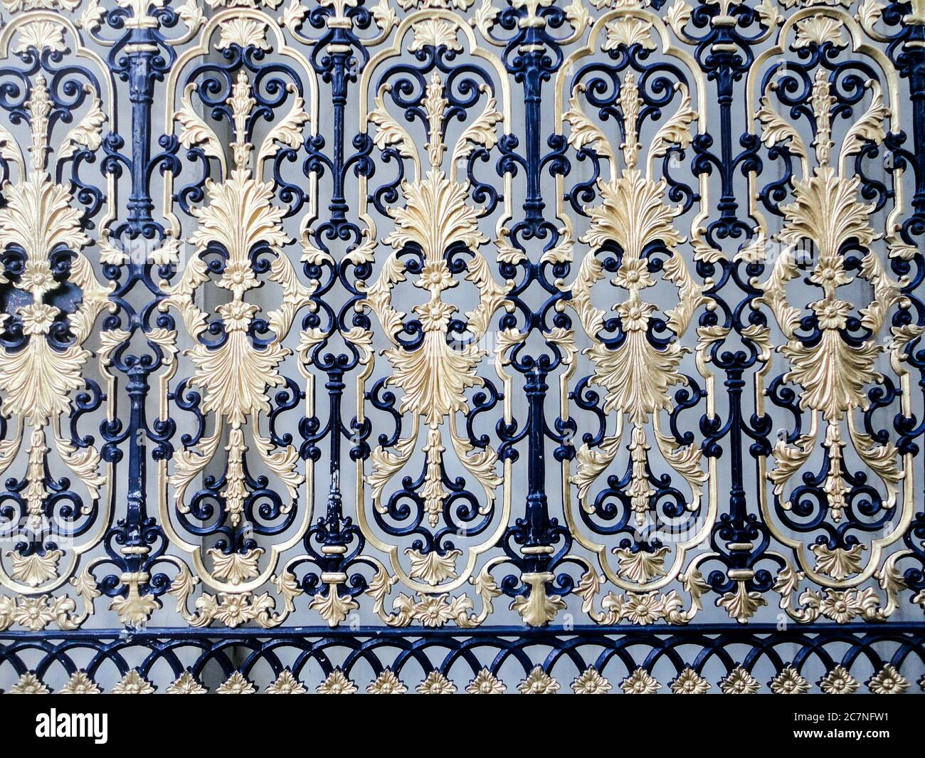 Beautiful design of a gate with gold and blue design Stock Photo - Alamy