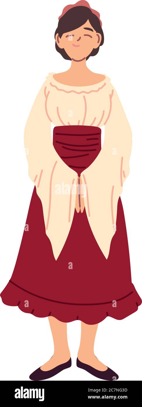 Medieval woman with dress design of Kingdom and fairytale theme Vector ...