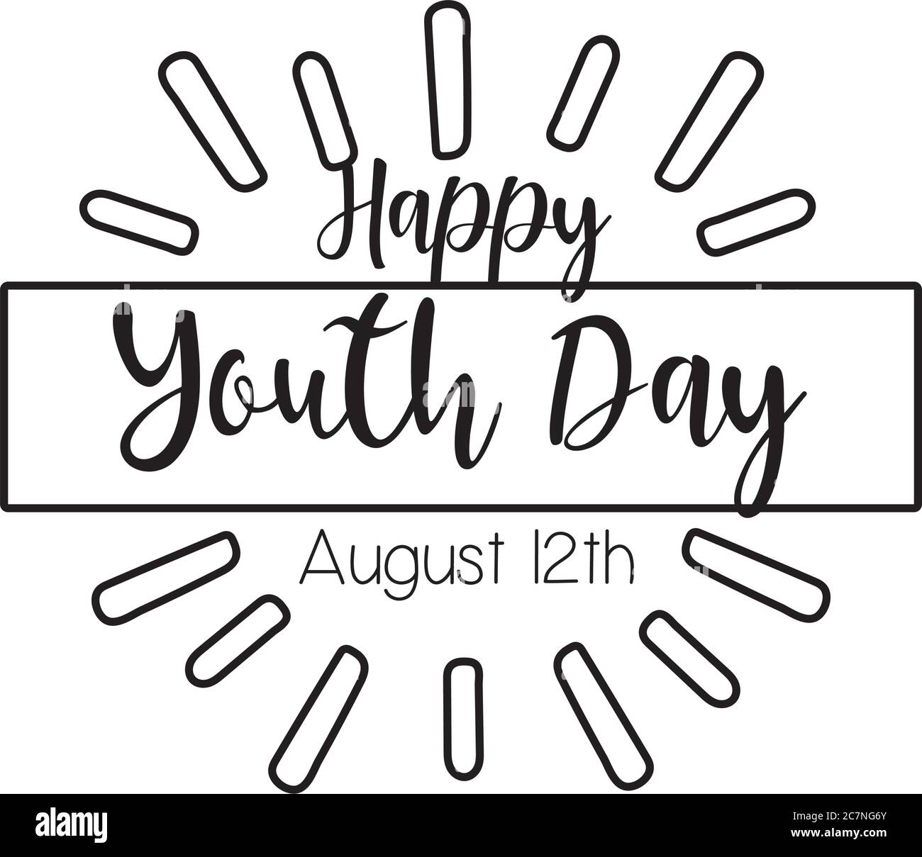happy youth day lettering with burst line style vector illustration ...