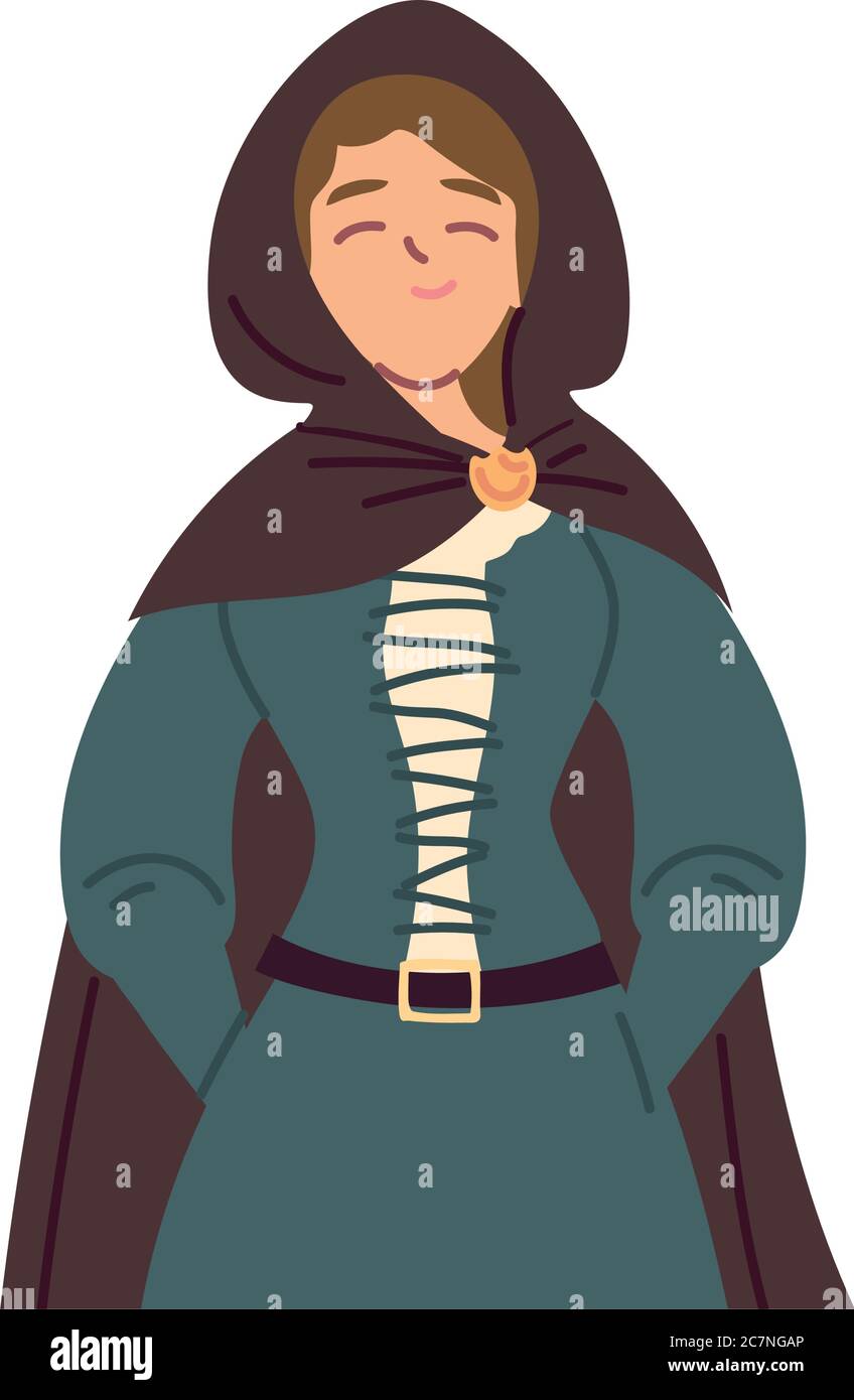 Medieval woman with dress and cap design of Kingdom and fairytale theme ...