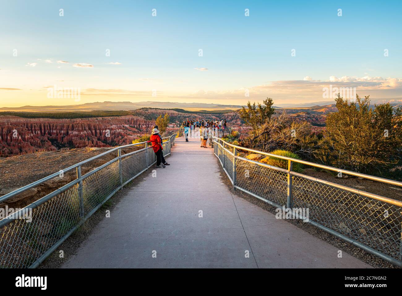Bryce, USA - August 1, 2019: Many tourists people at national park from ...