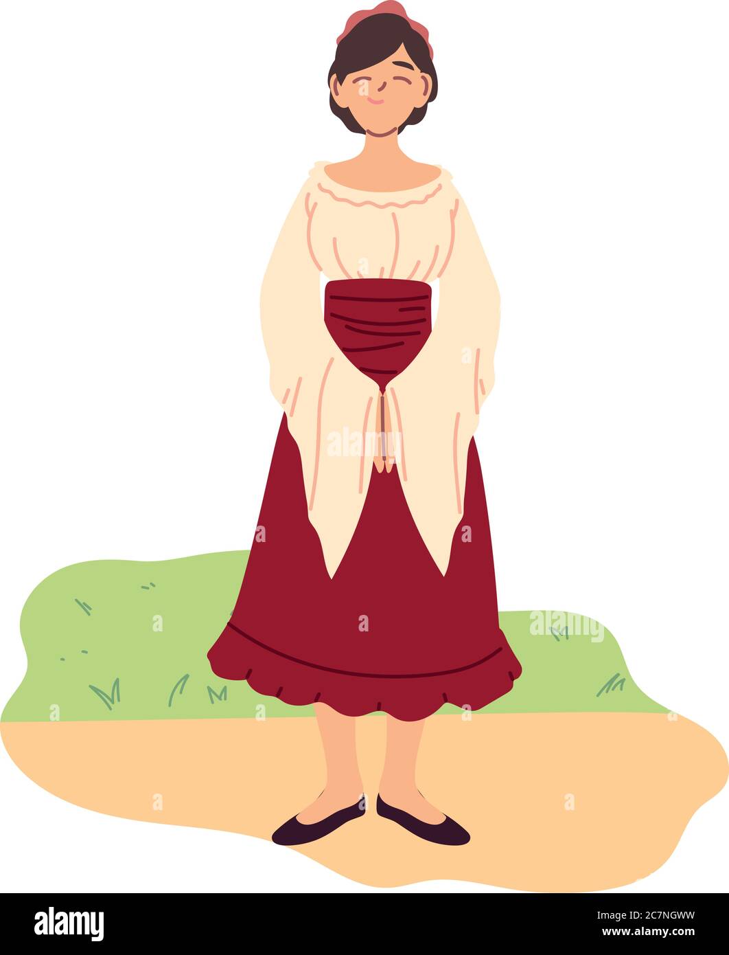 Medieval woman with dress design of Kingdom and fairytale theme Vector ...