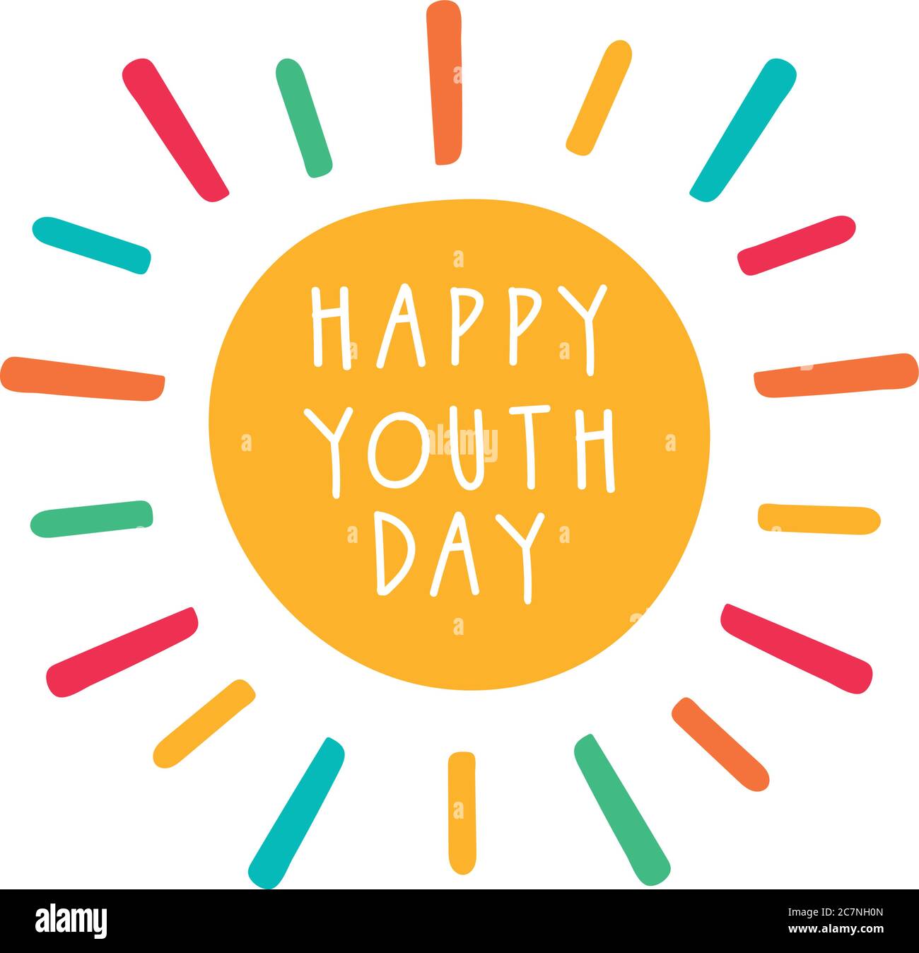 happy youth day lettering with burst flat style vector illustration ...